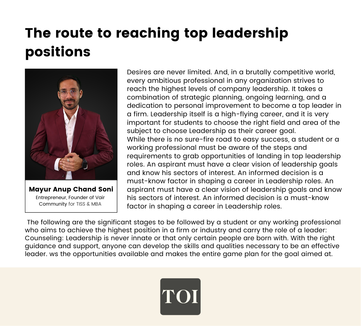 Mayur Anup Chand Soni- India's Top MBA Mentor
